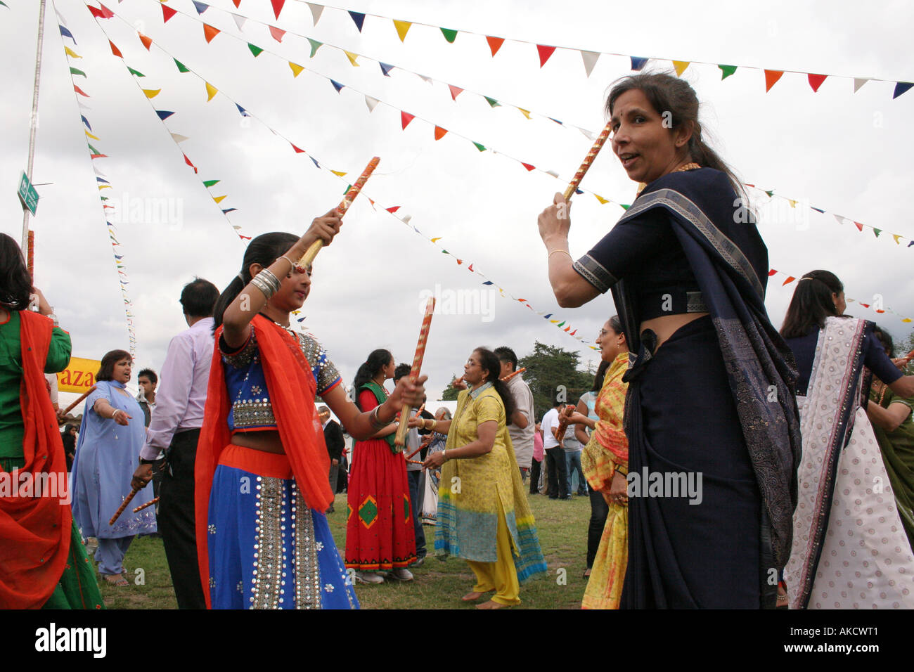 Women dancing Dandia Ras during a festival in North London Stock Photo ...
