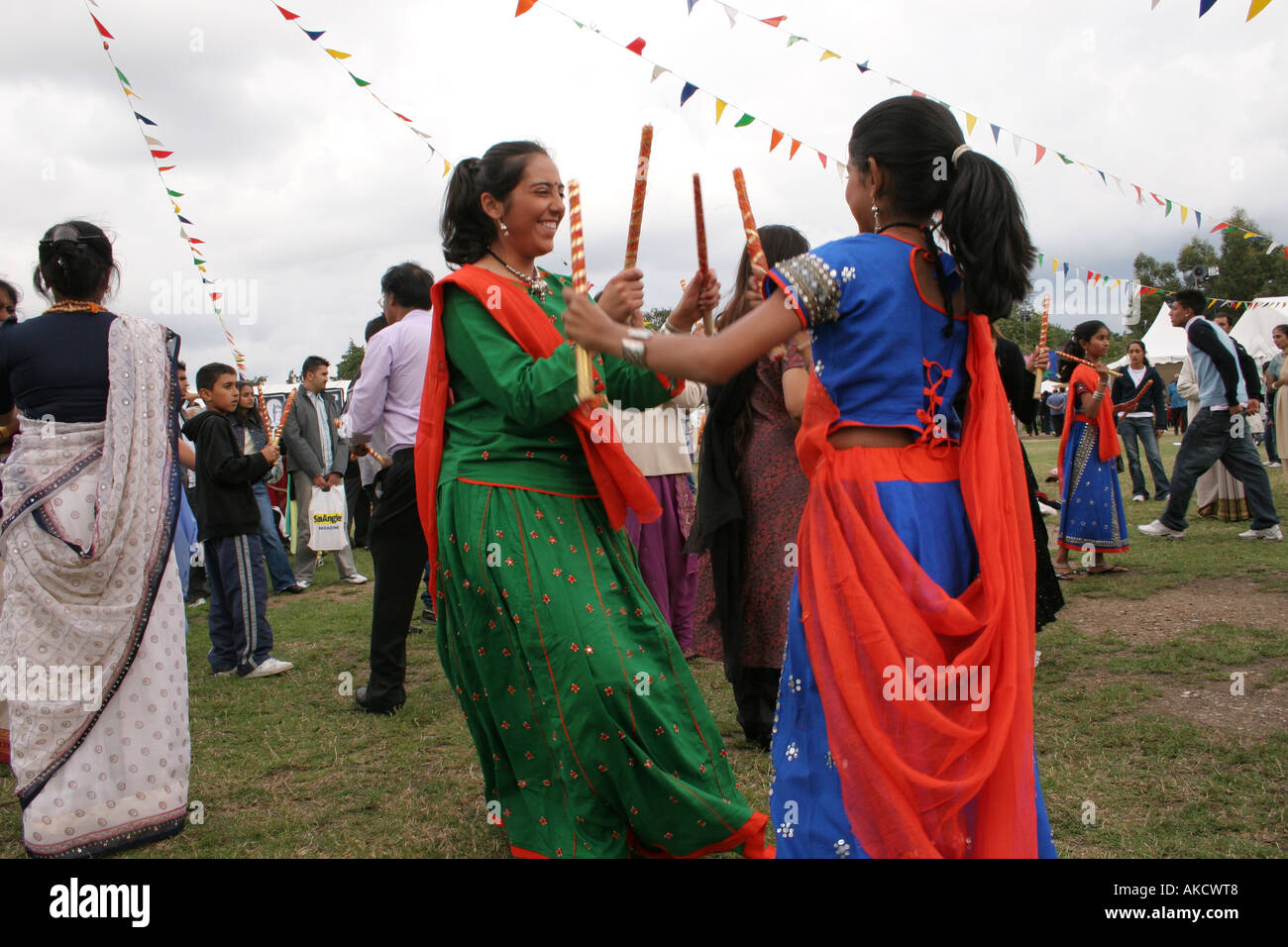 Women dancing Dandia Ras during a festival in North London Stock Photo ...