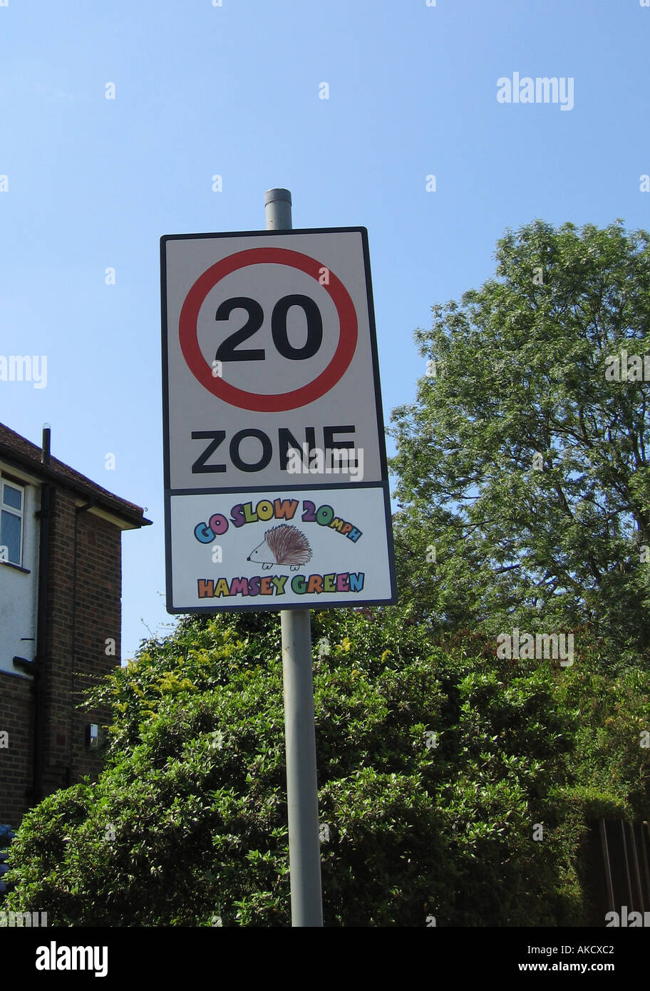 20 mph Speed Limit Sign Hamsey Green Sanderstead Surrey UK Stock Photo ...