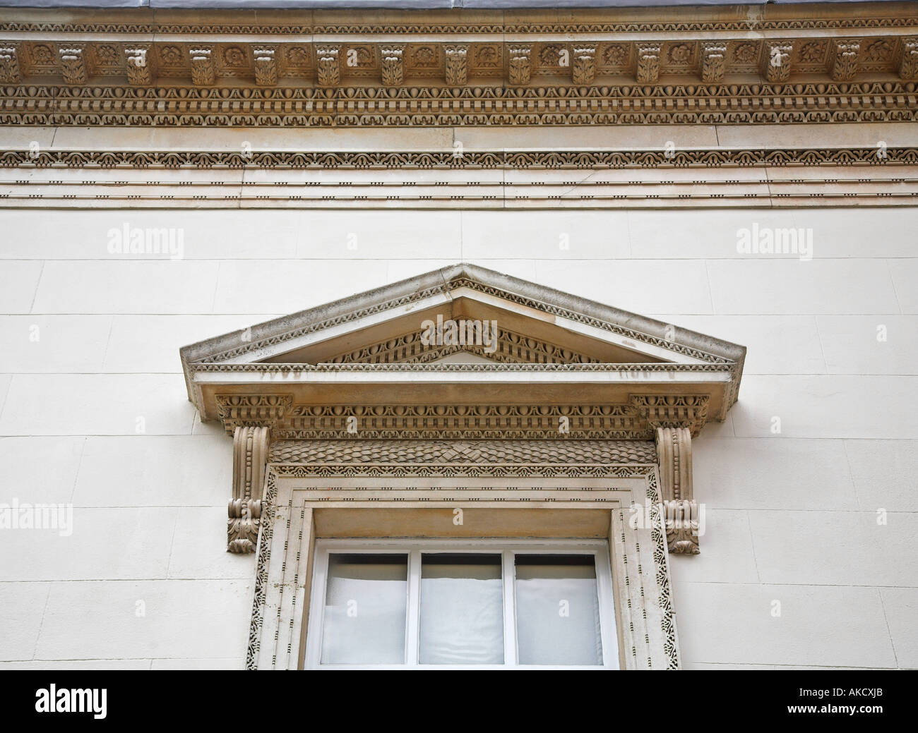 Triangular capital above a window on the facade of Chiswick House ...