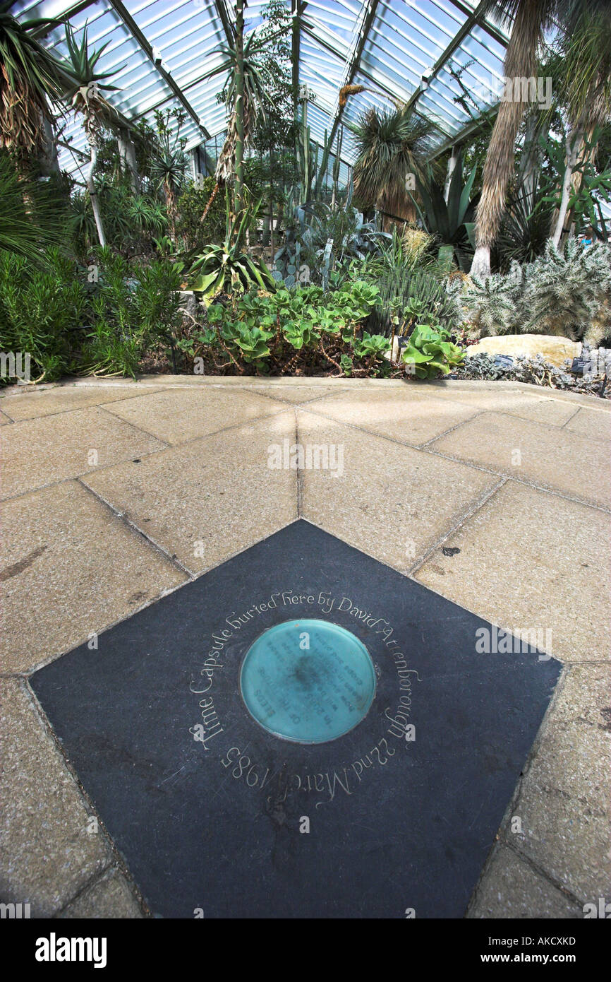 Time capsule stone set in the floor of Princess of Wales Conservatory ...