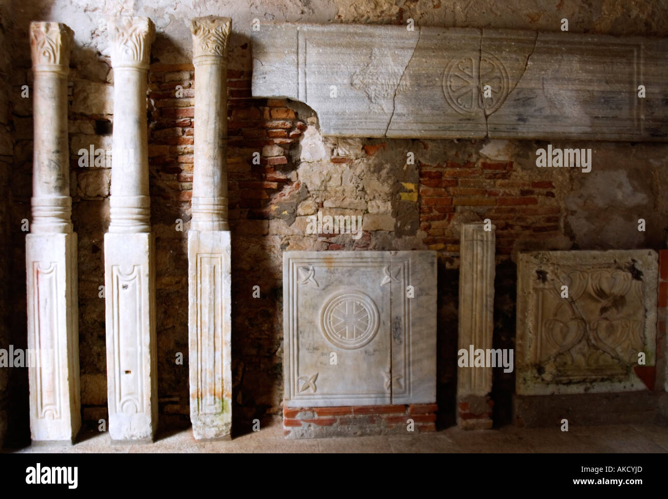 South-East Europe, Croatia, Porec, marble columns and relics Stock ...