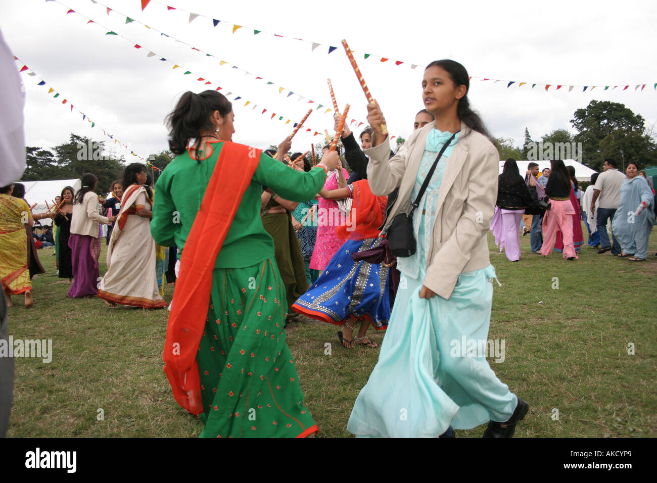 Women dancing Dandia Ras during a festival in North London Stock Photo ...
