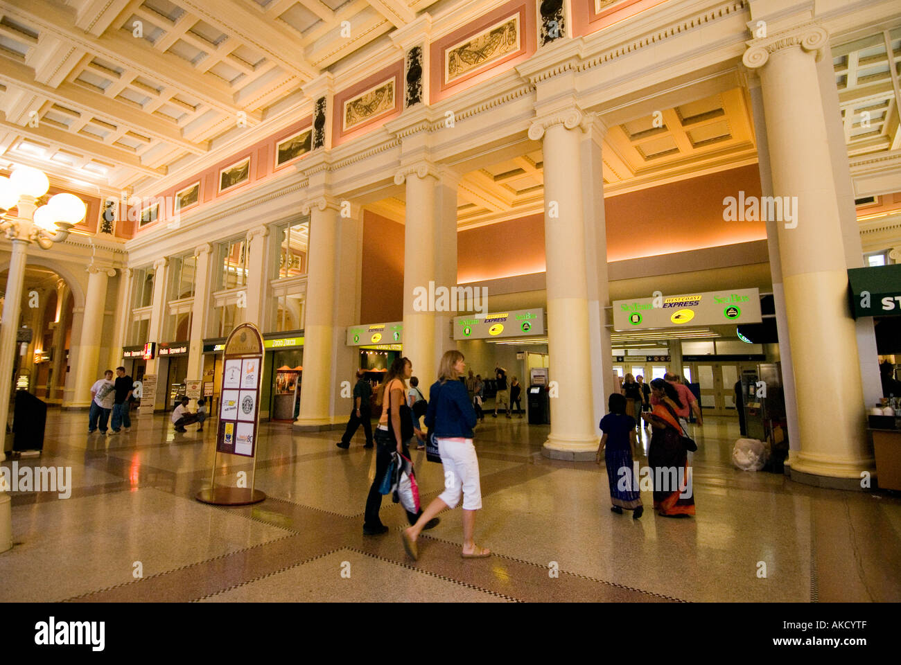 Interior of the Sea Bus waterfront station Vancouver British Columbia ...