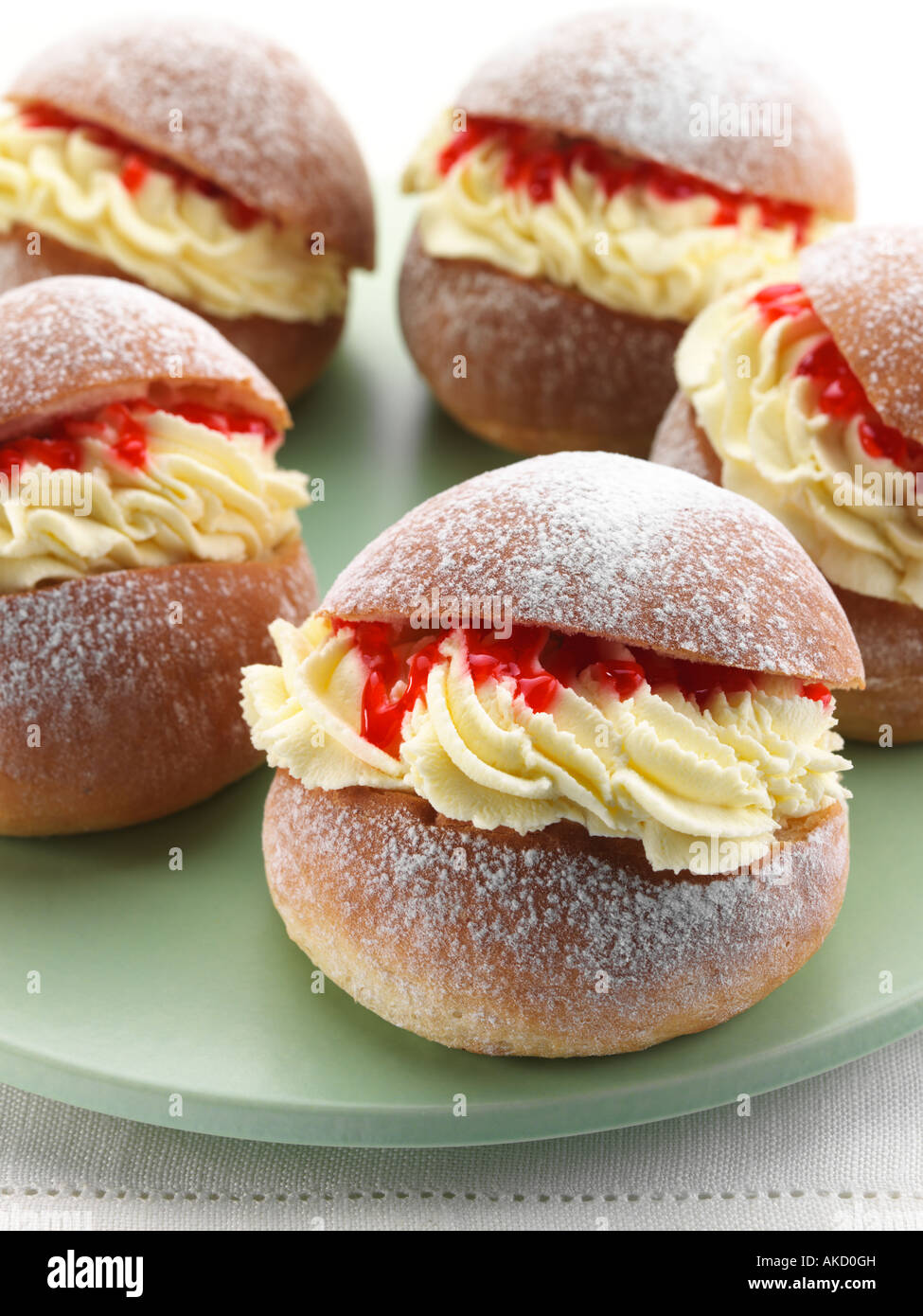 Devon split buns traditional teatime editorial food Stock Photo - Alamy