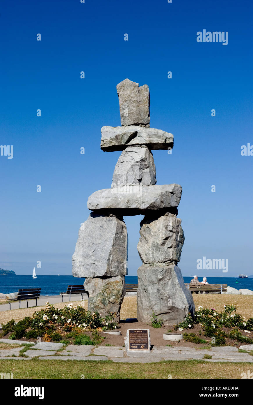 Stone symbol inukshuk in english bay hi-res stock photography and ...