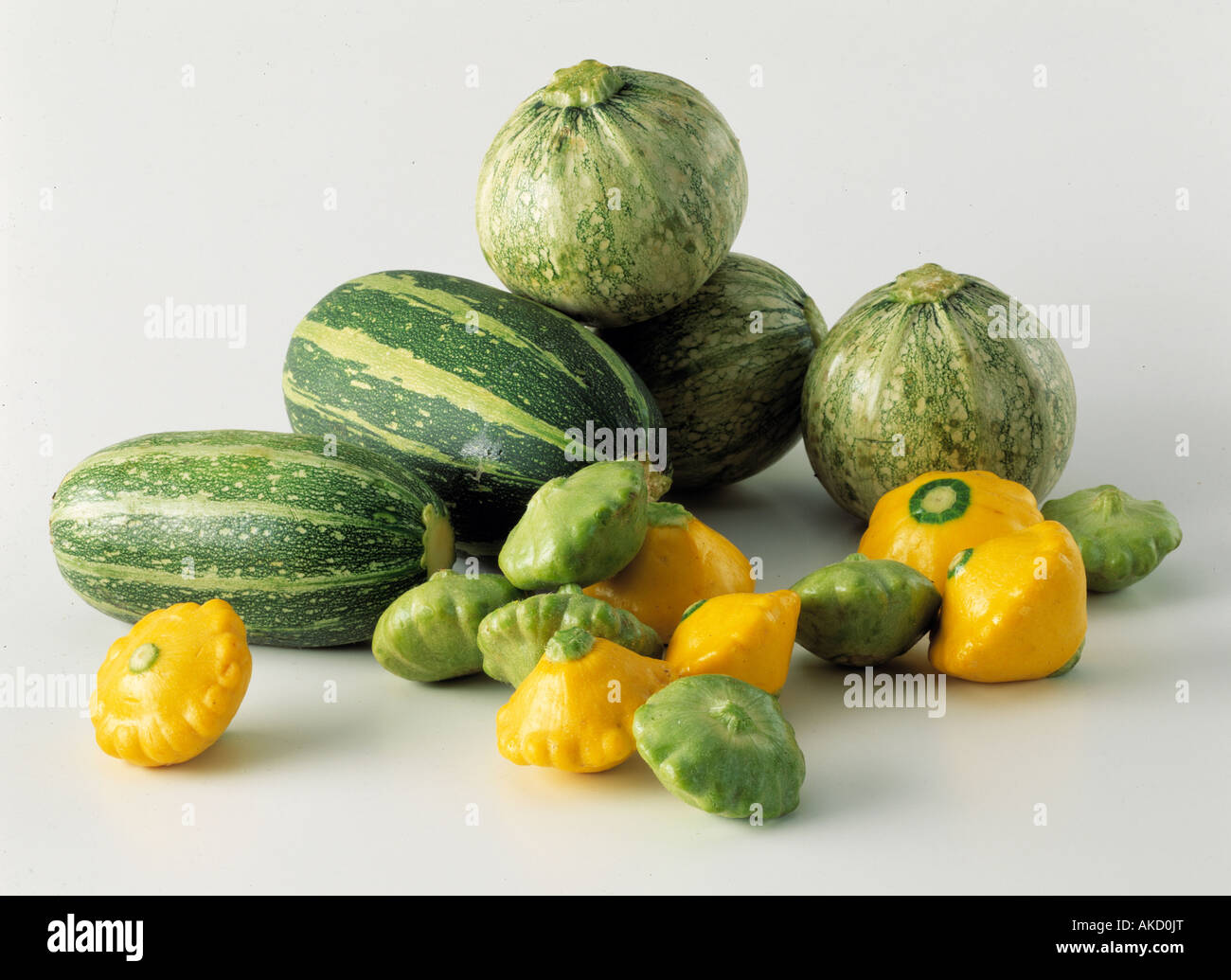 Still life of squashes on a white background vegetarian ingredients ...