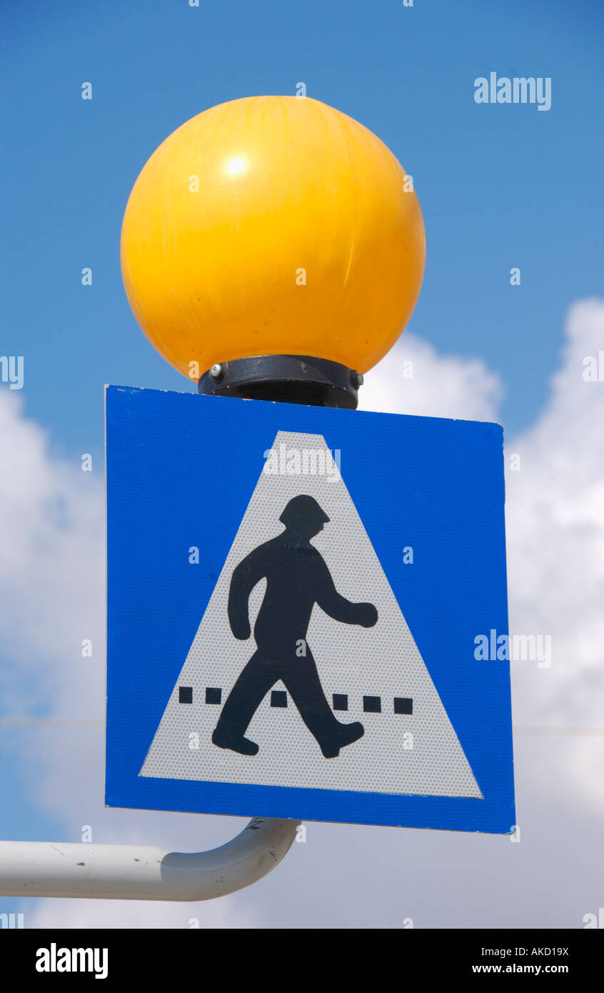Zebra crossing sign on road on the Mediterranean island of Cyprus EU ...