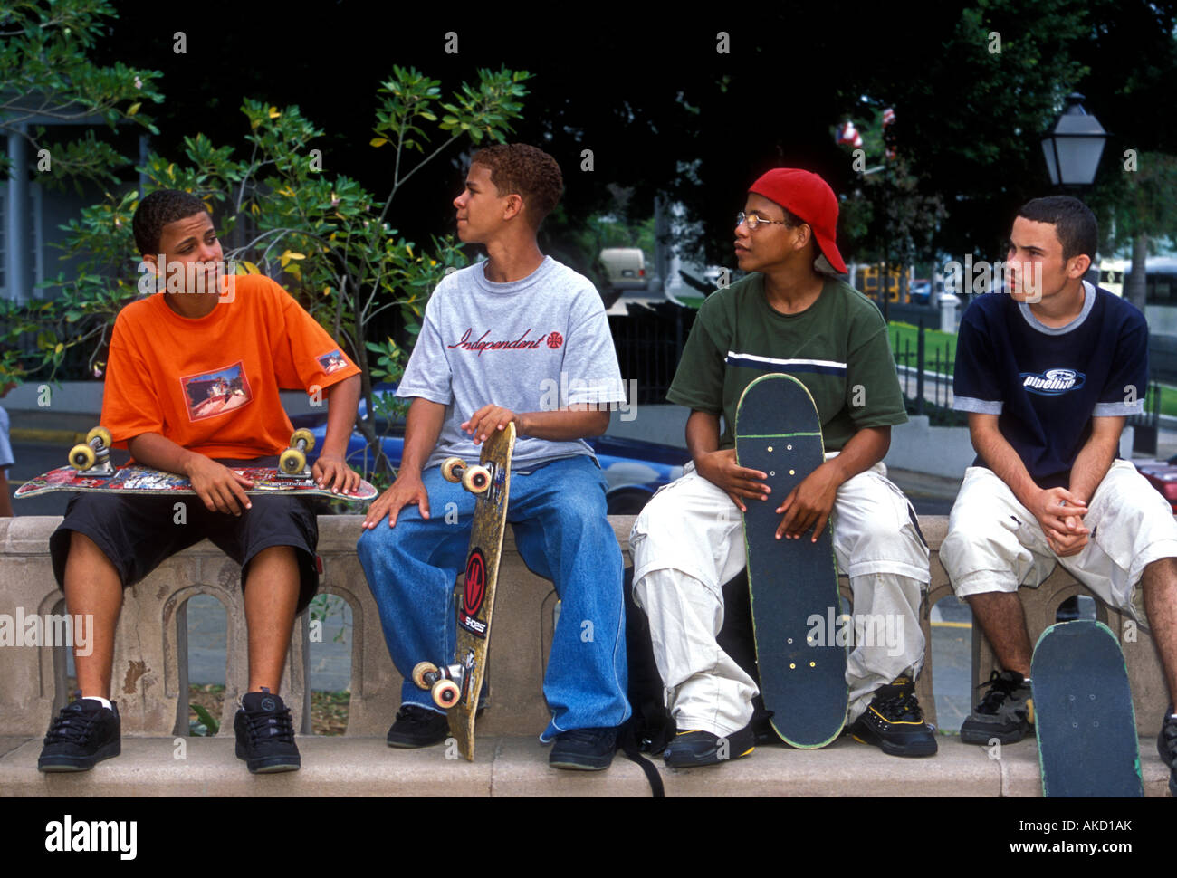 Puerto Rican boys, teenage boys, skateboarders, skateboard competition ...