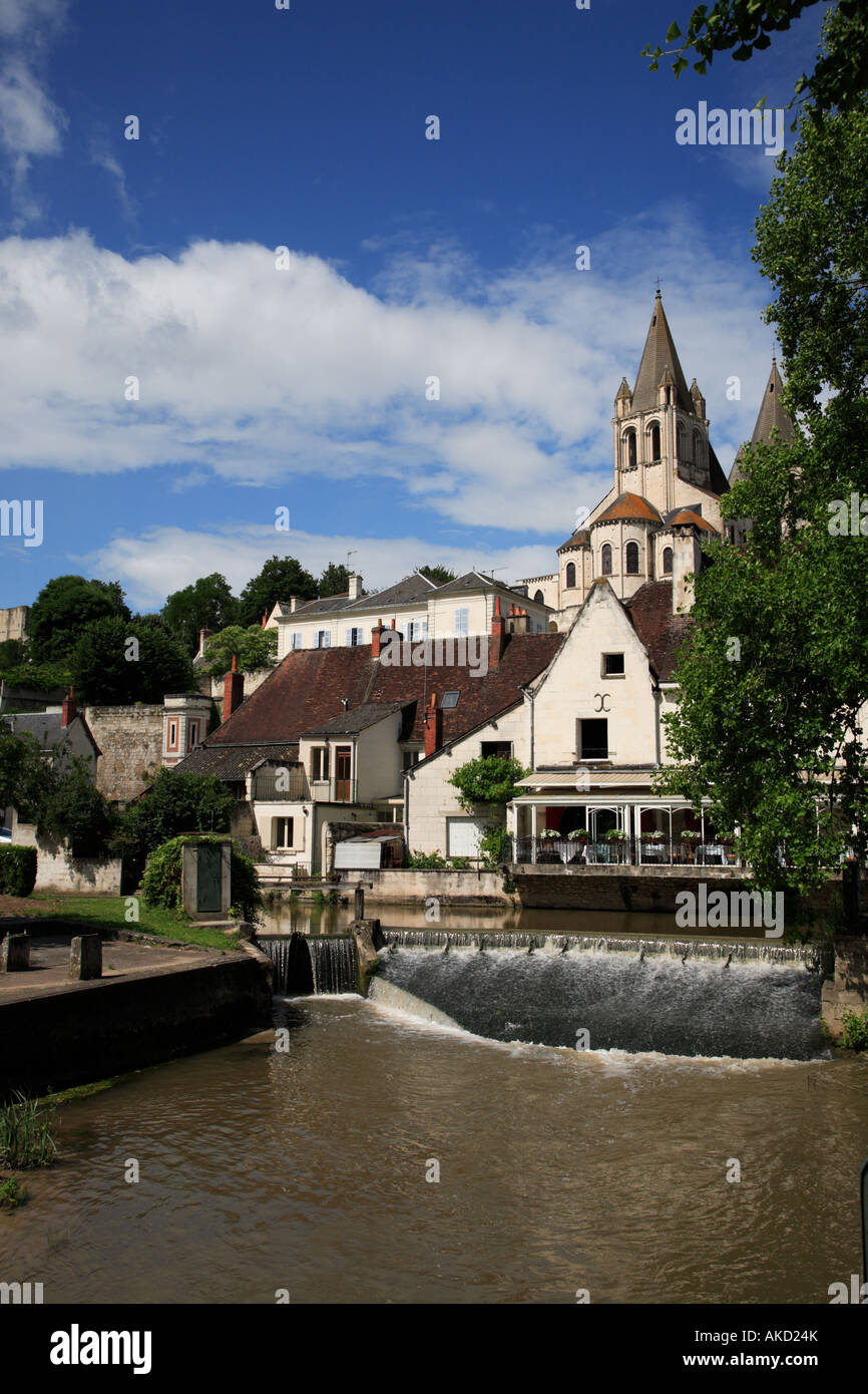 The Eglise St Ours and Fulk Nerra's keep above the River Indre at ...