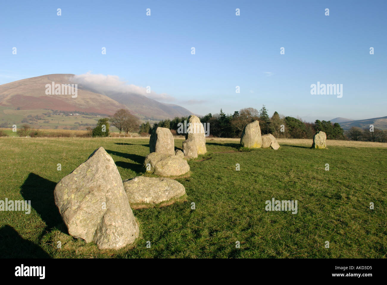 Castle Rigg standing stone circle, on the day of winter solstice Stock ...