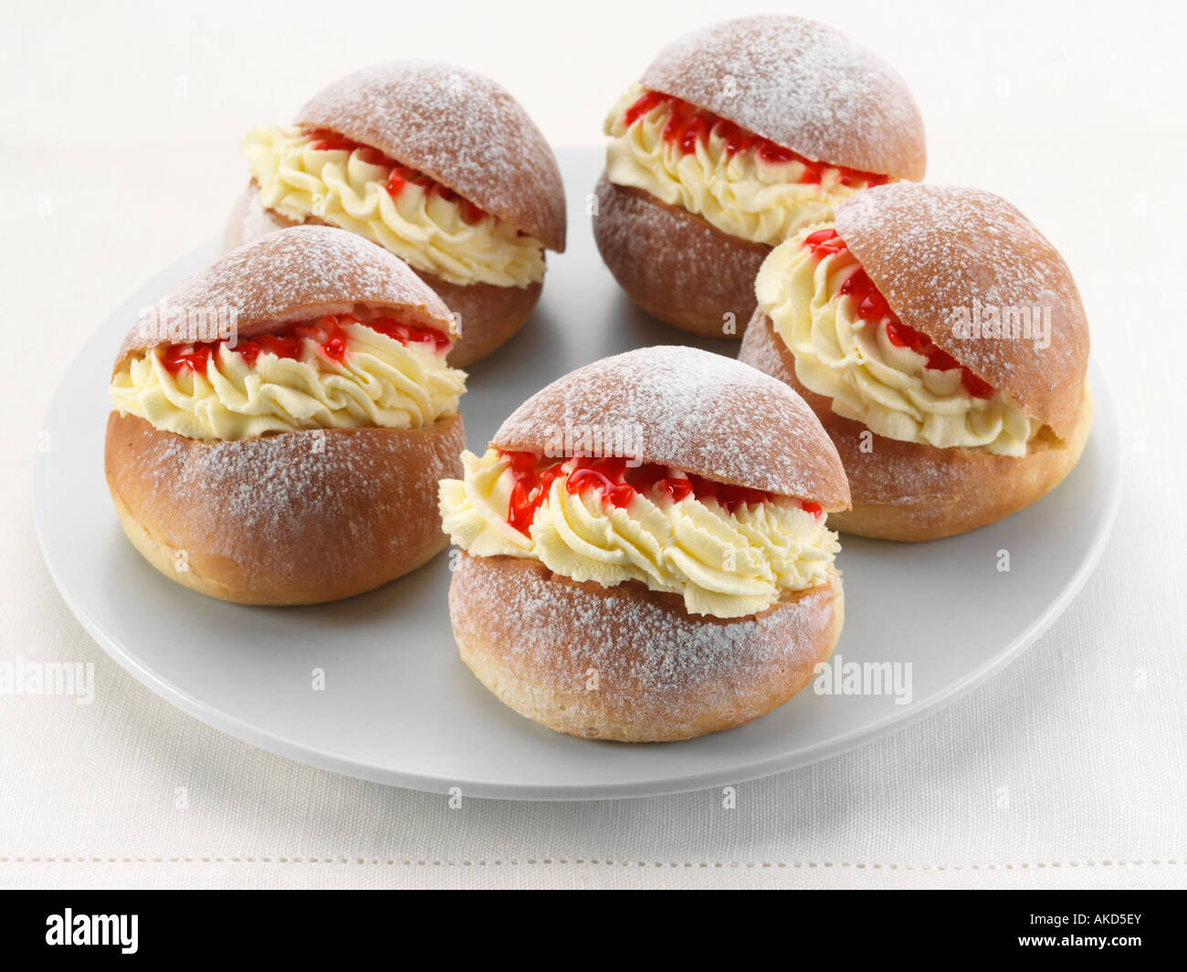 Devon split buns traditional teatime editorial food Stock Photo - Alamy