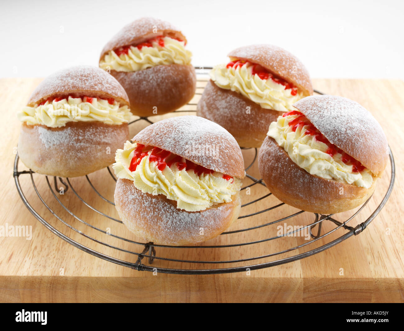 Devon split buns on a cooling rack traditional teatime editorial food ...