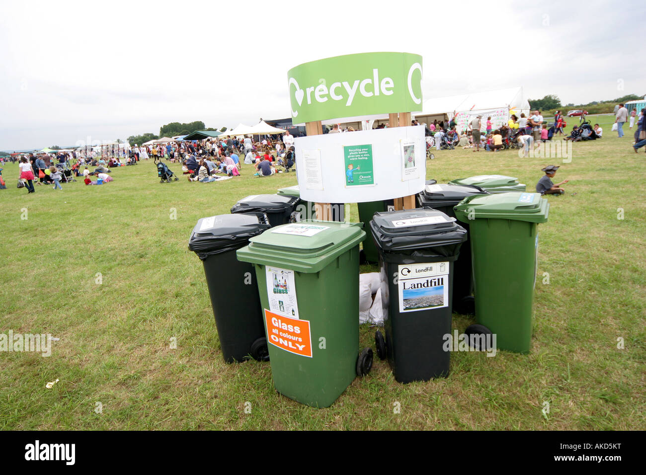 recycling point at an open air public family event Stock Photo - Alamy