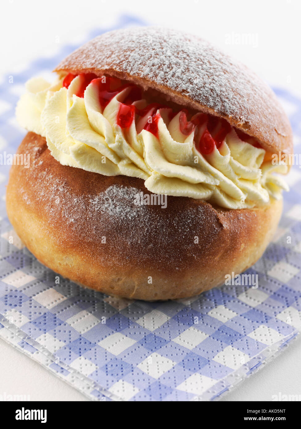A Devon split bun traditional teatime editorial food Stock Photo - Alamy