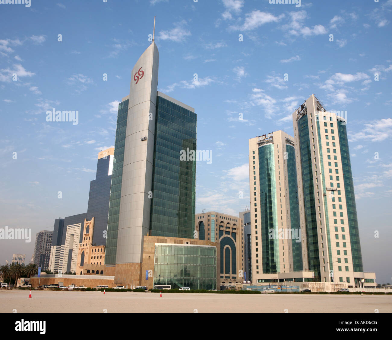Qatar's high rise New District seen from opposite the Commercialbank ...