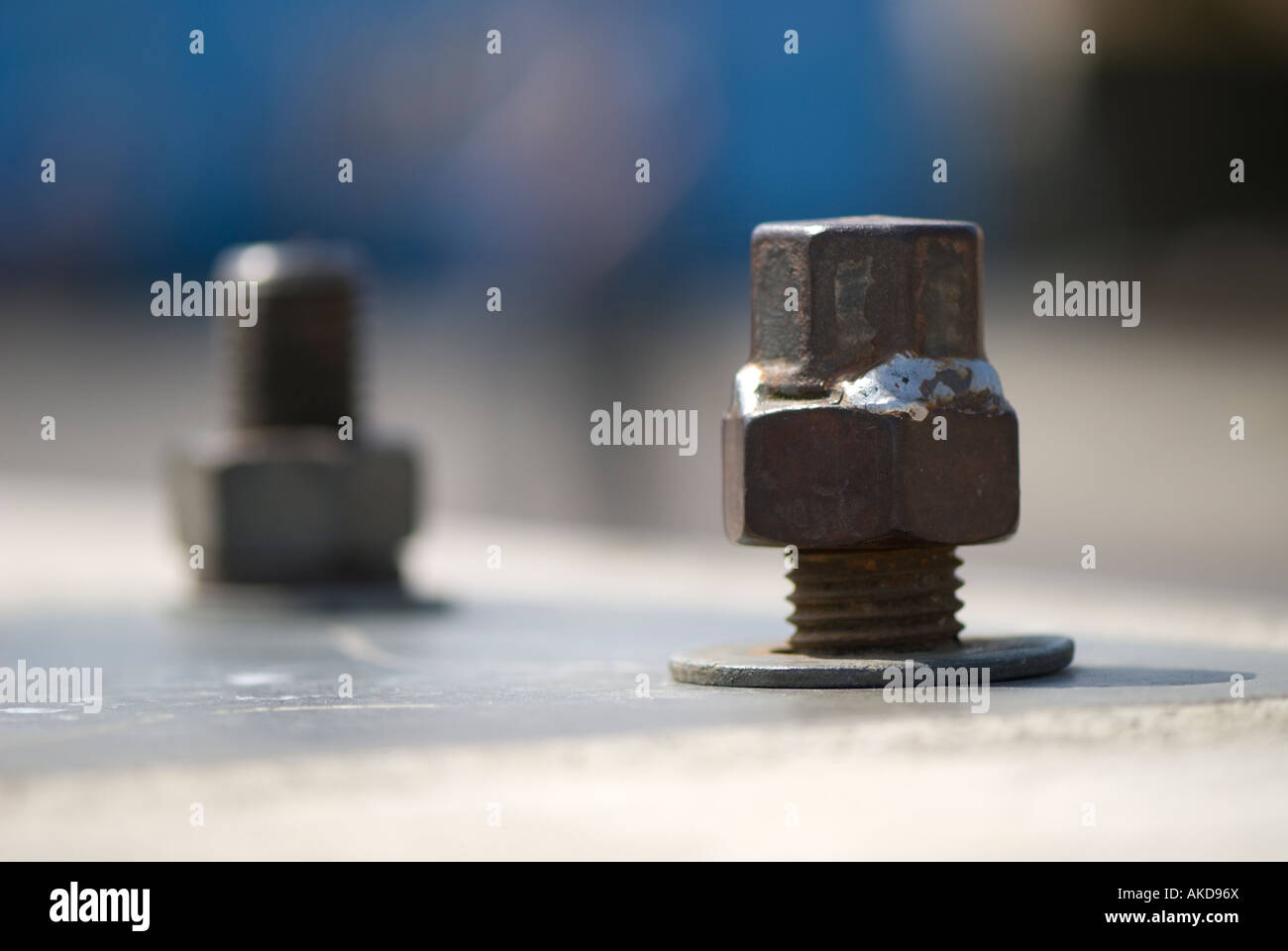 Large Industrial Steel Nut And Bolt With Washer Screwed Into Concrete ...