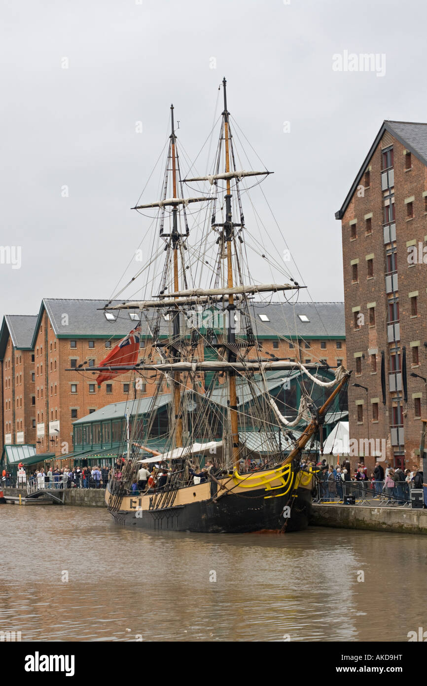 Phoenix two masted brig moored Gloucester Docks Tall Ships festival ...