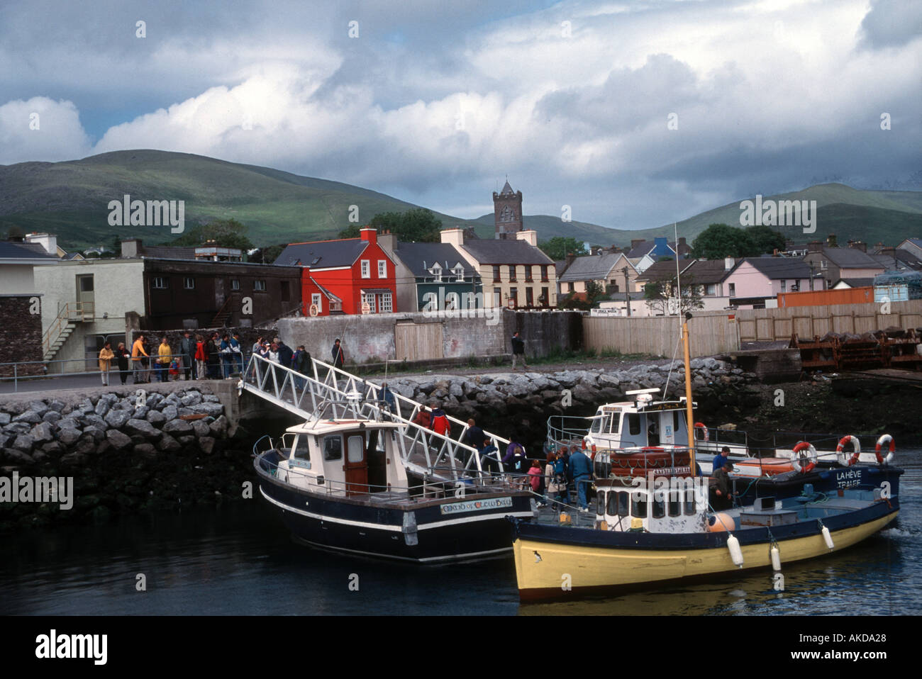Dingle Town Harbor with Passengers Disembarking from Boat Dingle ...