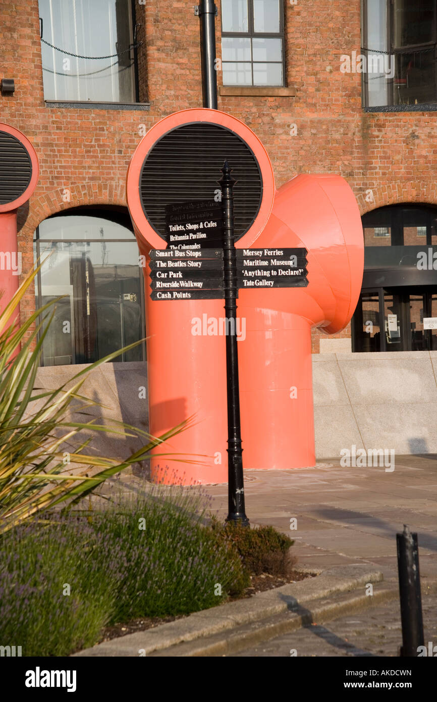 Signpost at the Albert Dock, Liverpool, England, United Kingdom Stock ...