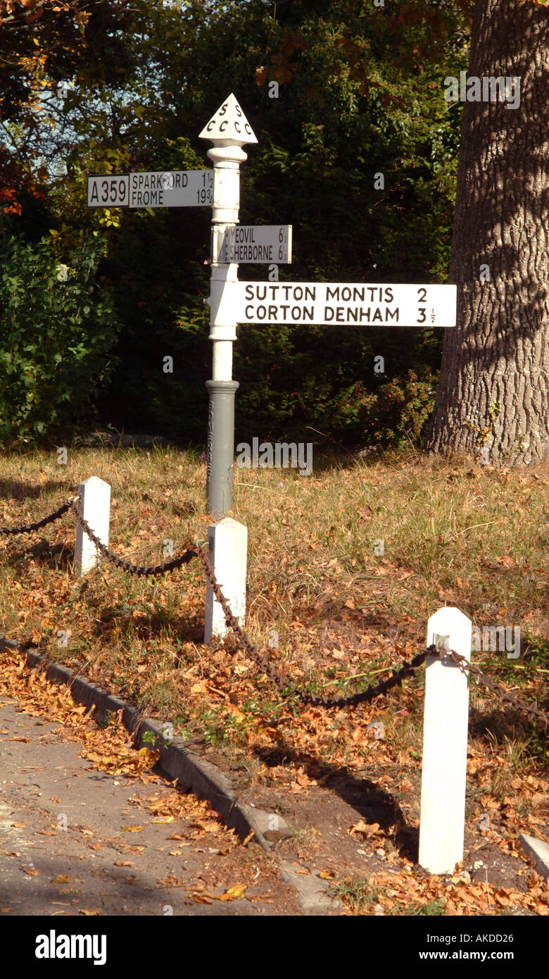 traditional signpost Marston Magna Nr Yeovil Somerset England UK Europe ...