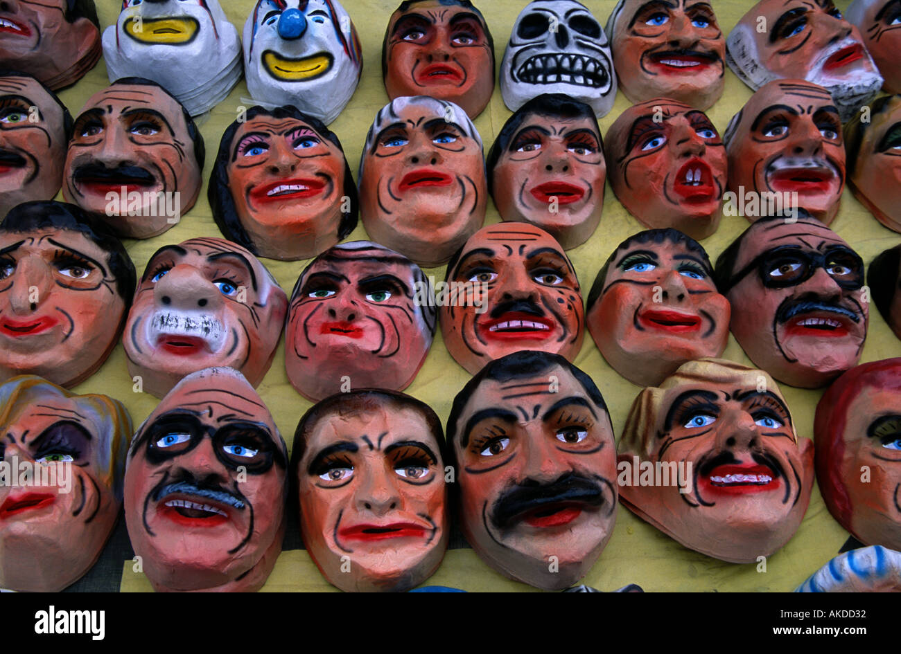 New Year masks for sale in Cuenca Ecuador Stock Photo - Alamy