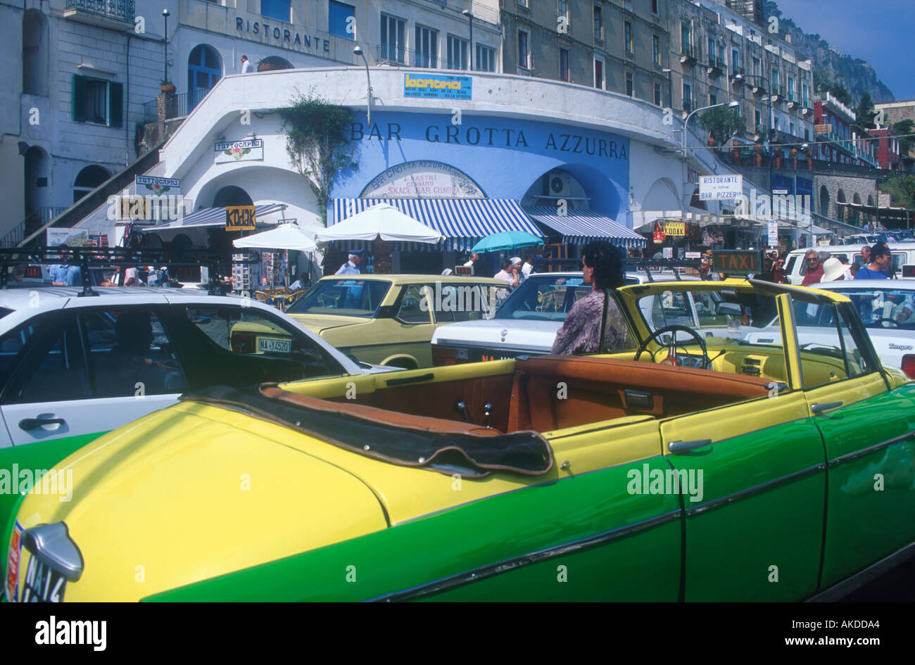 canary colourful veteran taxi car wth driver Marina Grande Capri ...