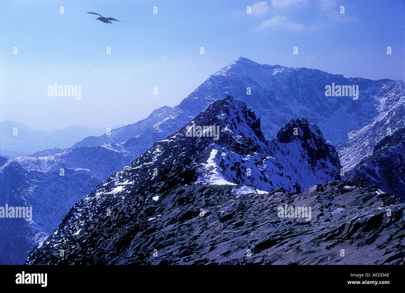 Crib Goch Ridge in the foreground with Snowdon behind it Snowdonia ...