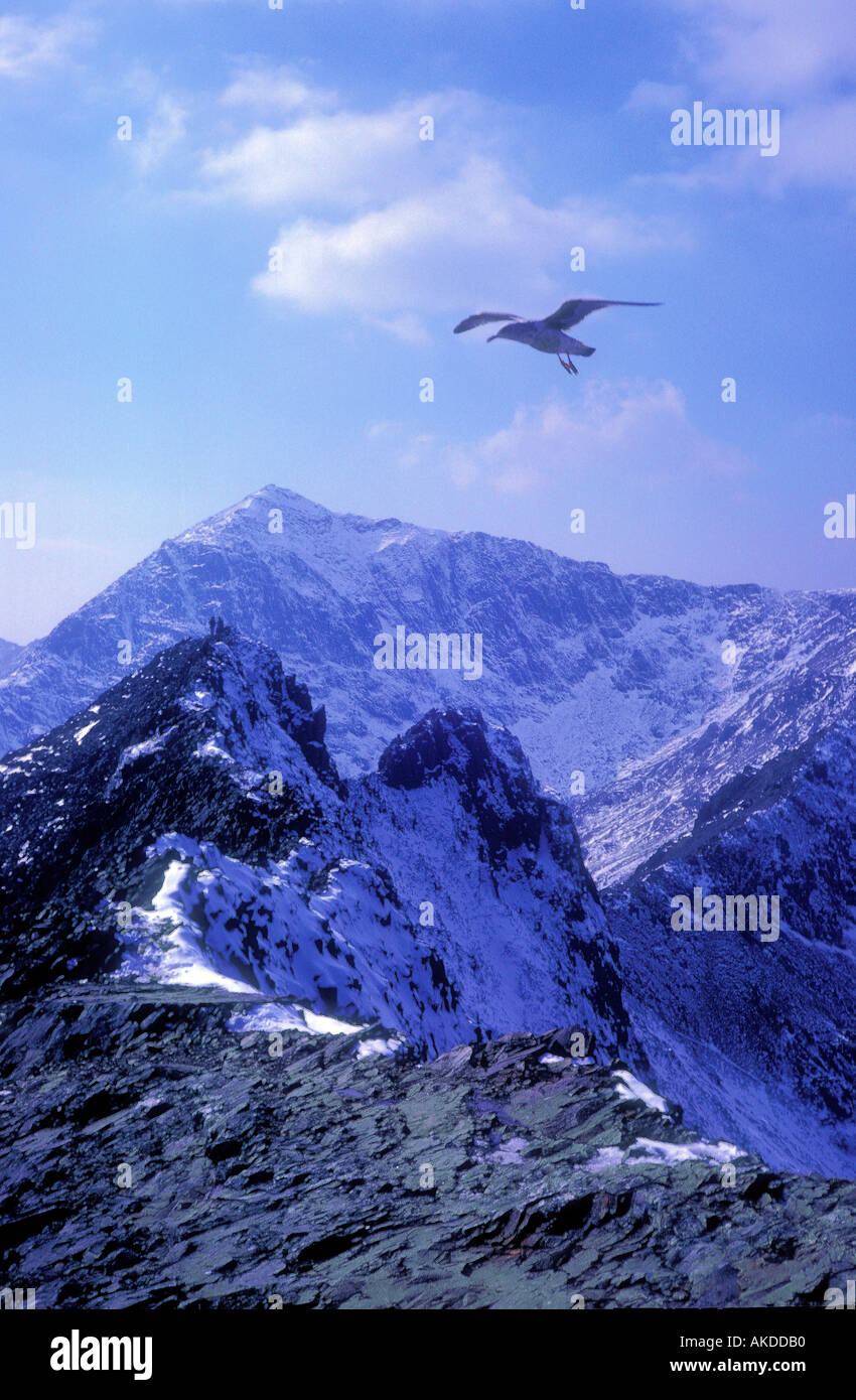 Crib Goch Ridge in the foreground with Snowdon behind it Snowdonia ...