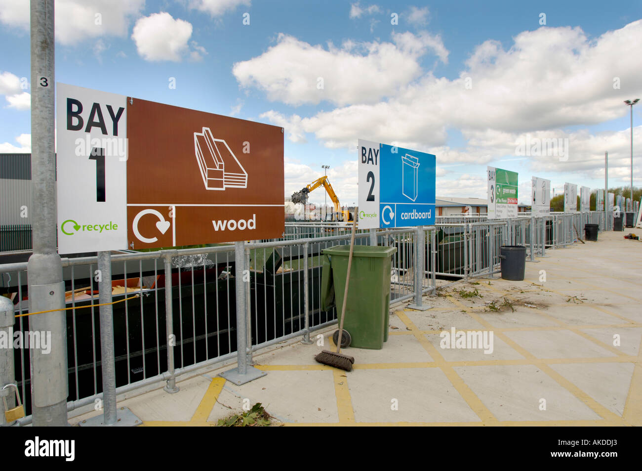 Wood and Cardboard waste collection point signs at a custom-built waste ...