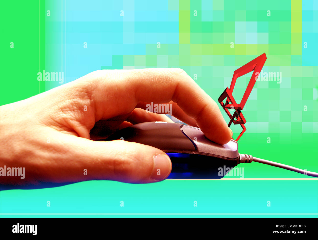 a hand pressing a computer mouse button Stock Photo - Alamy