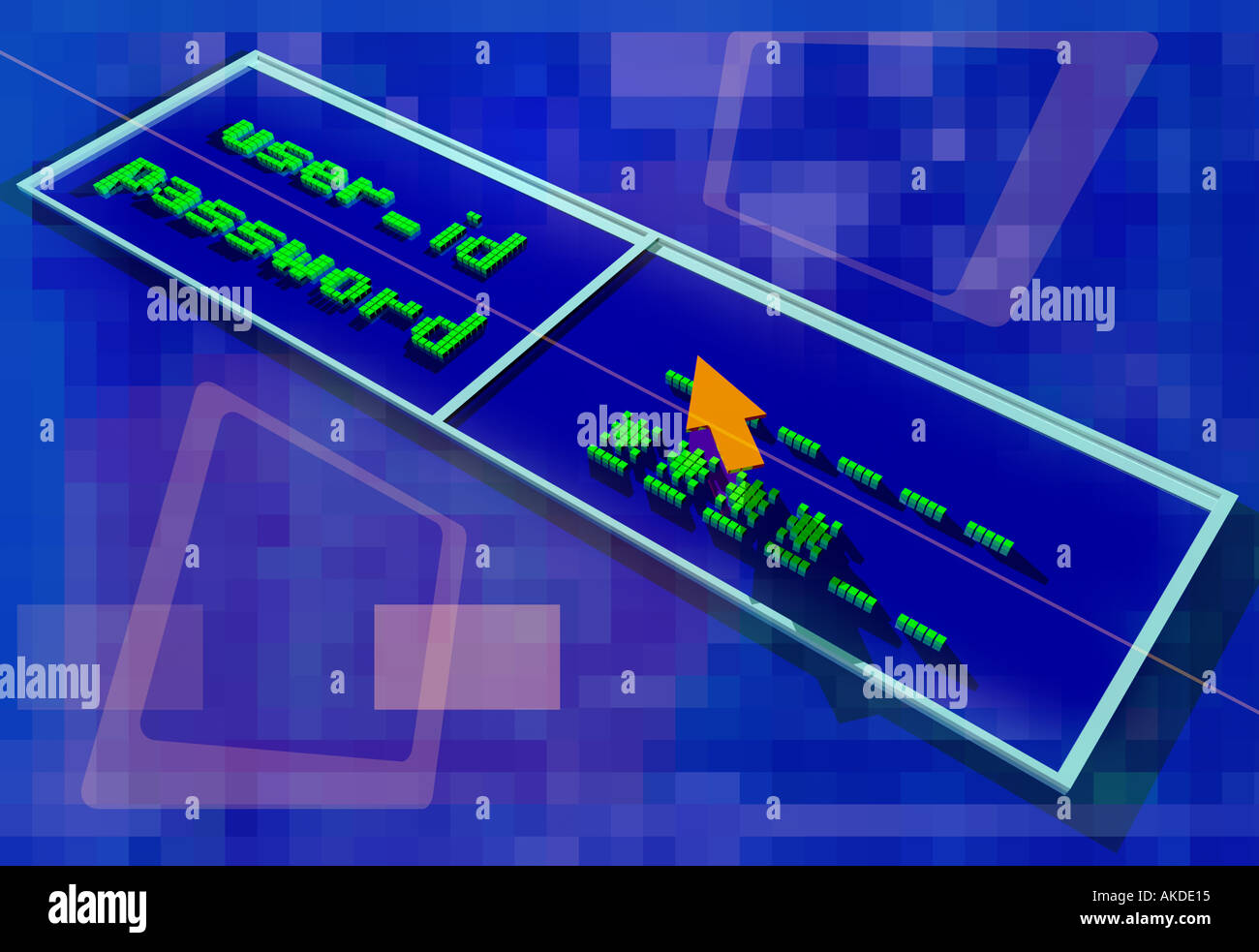 a 3d computer scene showing a password being entered Stock Photo - Alamy