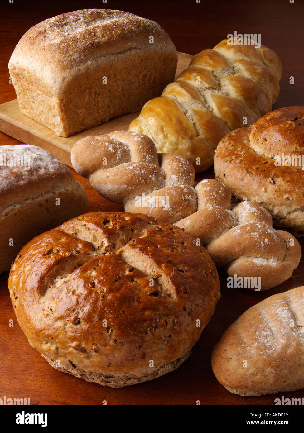 Still life of home made loaves bread making editorial food Stock Photo ...