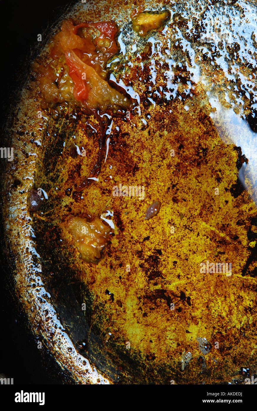 Close-up of greasy frying pan Stock Photo - Alamy