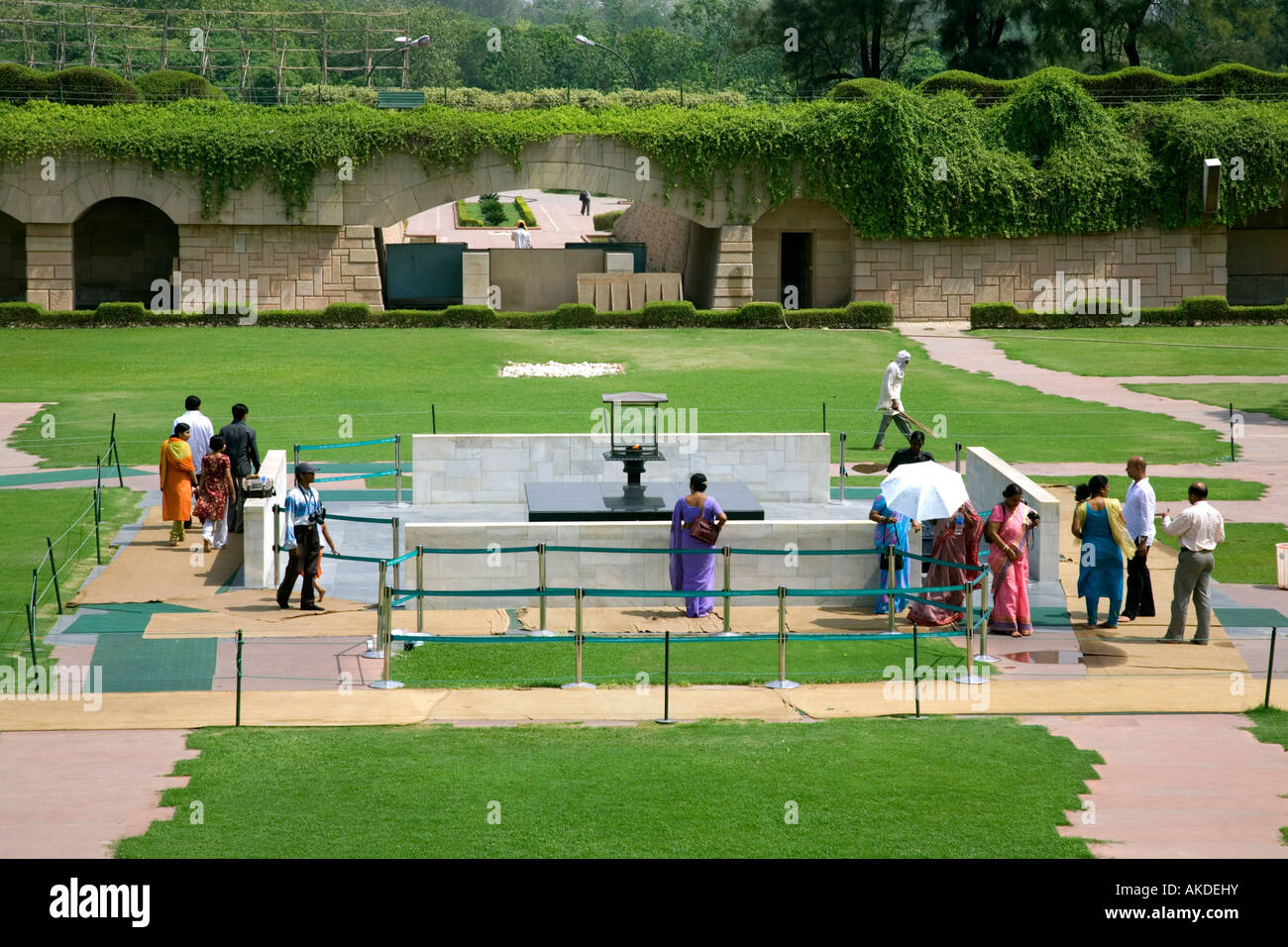 Raj Ghat. This black marble platform marks the spot where Mahatma ...