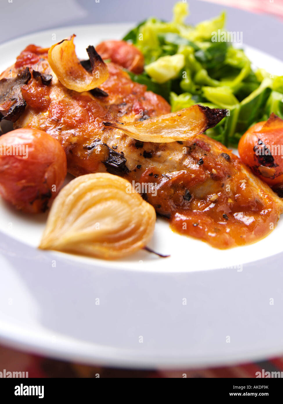 A plate of French chicken chasseur gourmet editorial food Stock Photo ...