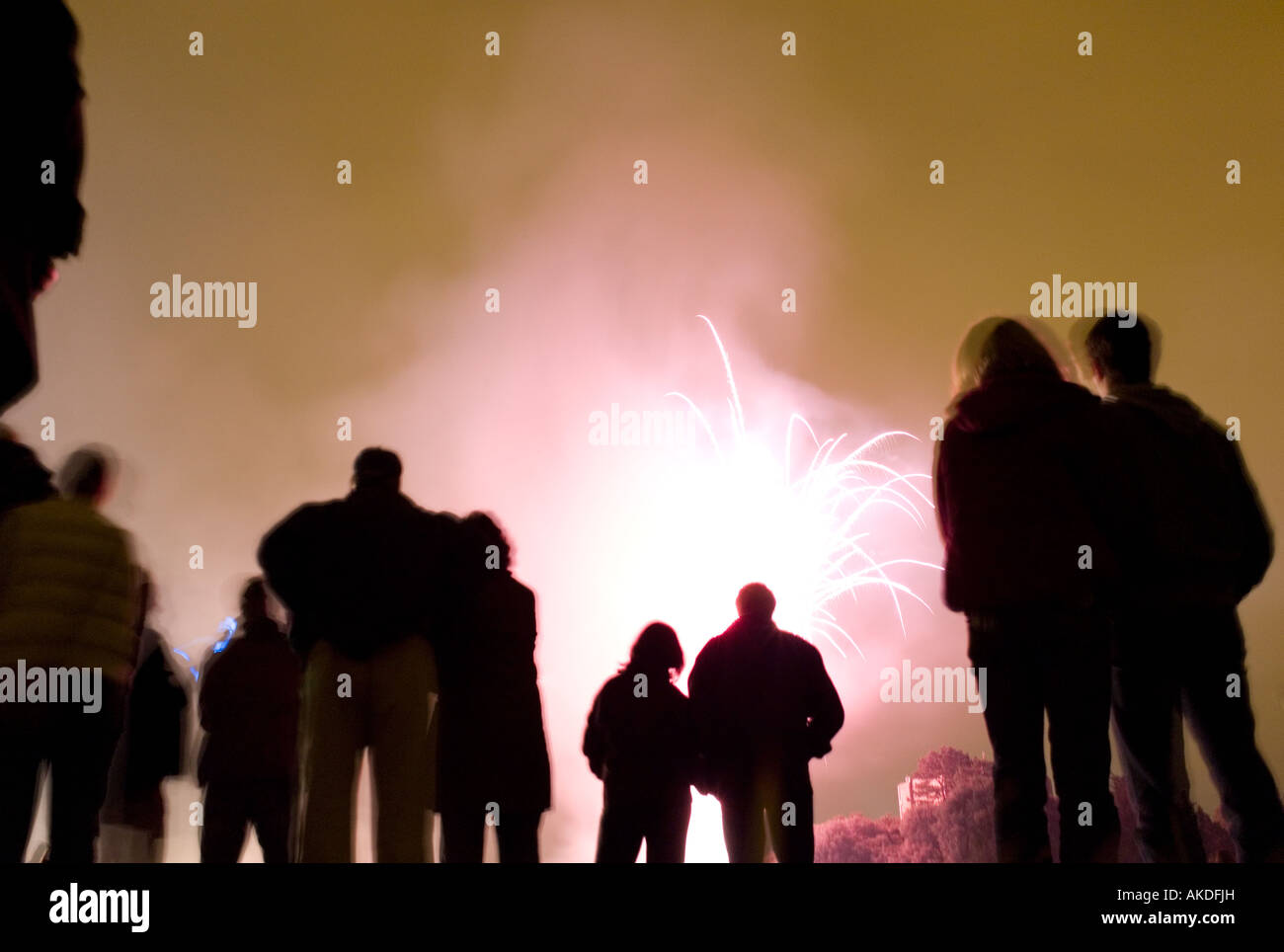 Crowd watch firework display Stock Photo - Alamy
