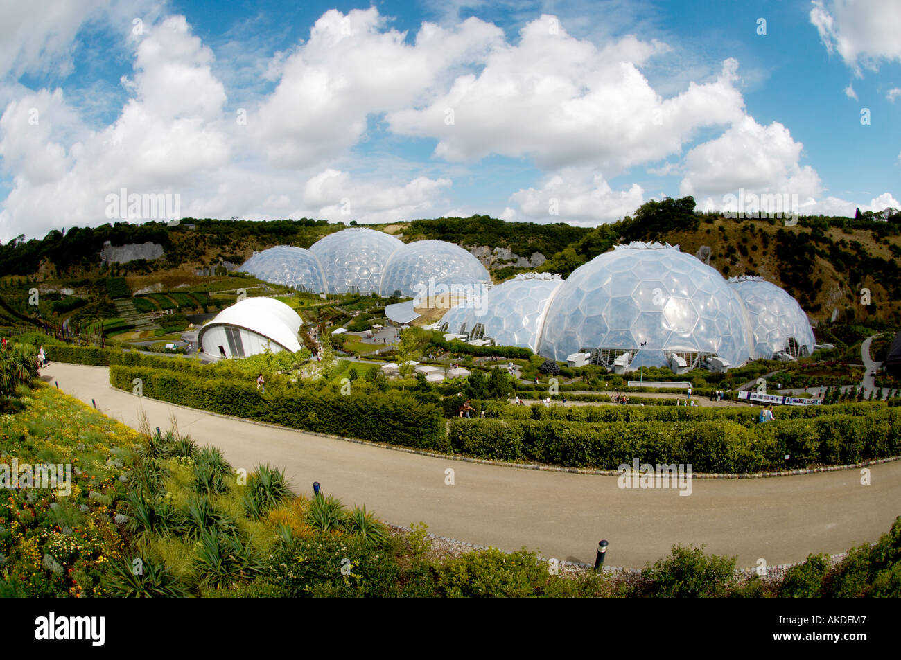 Exterior view of the Biomes at the Eden Project Cornwall UK Stock Photo ...