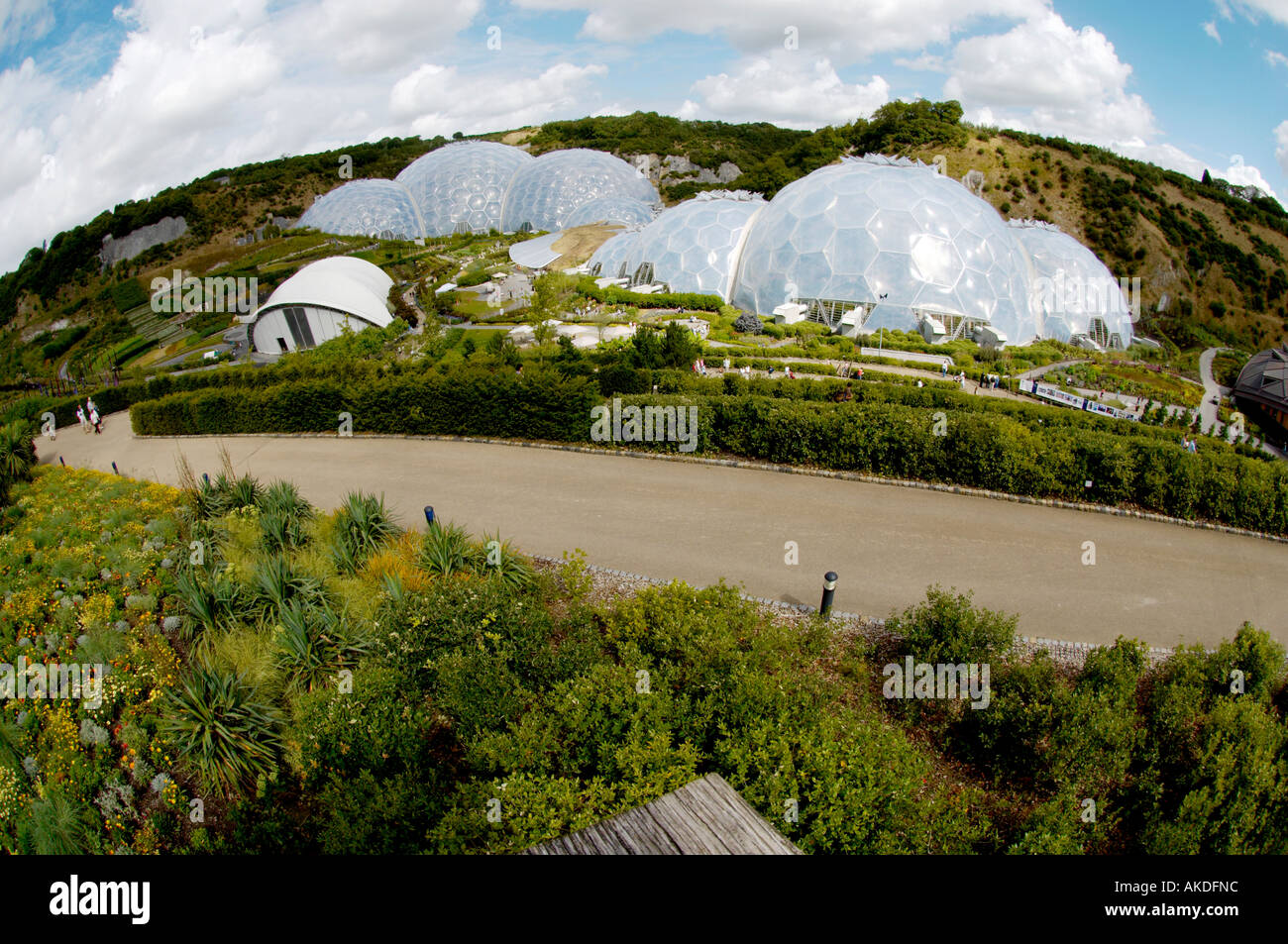 Exterior view of the Biomes at the Eden Project Cornwall UK Stock Photo ...