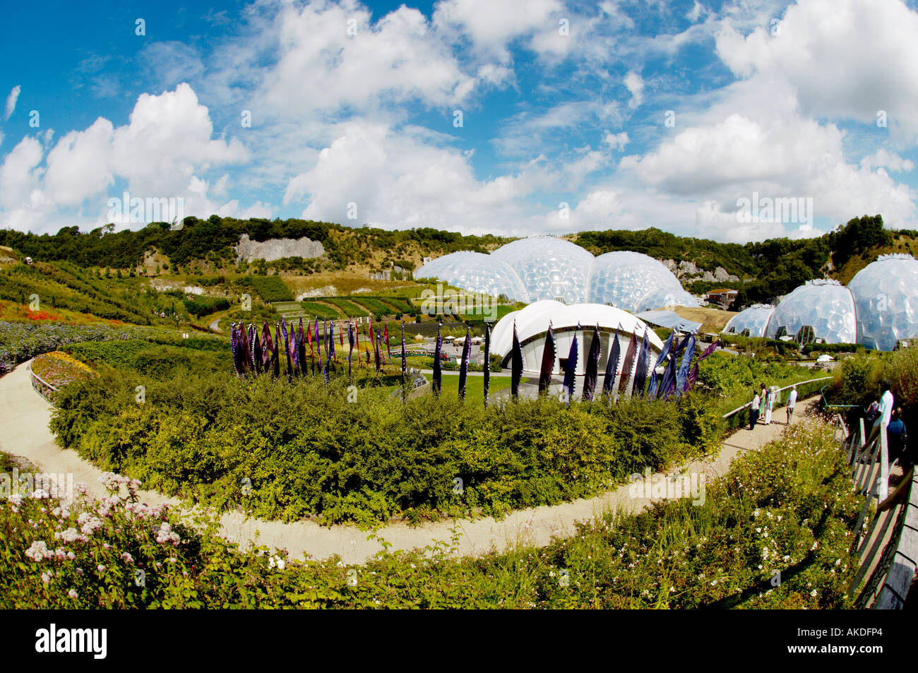 Exterior view of the Biomes at the Eden Project Cornwall UK Stock Photo ...