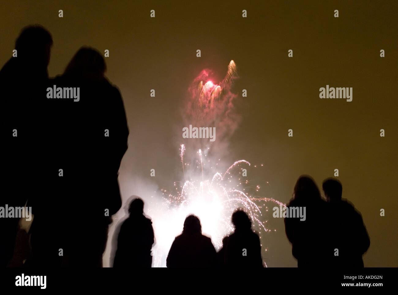 Crowd watch firework display Stock Photo - Alamy
