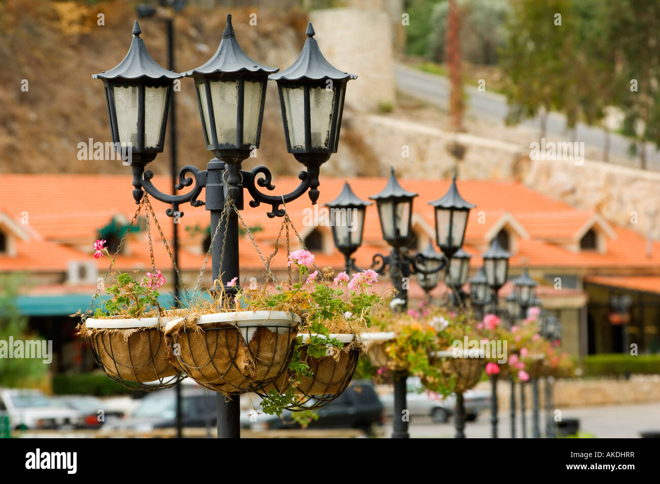 Floral display on lamb posts Bnichaii North Lebanon Middle East Stock ...