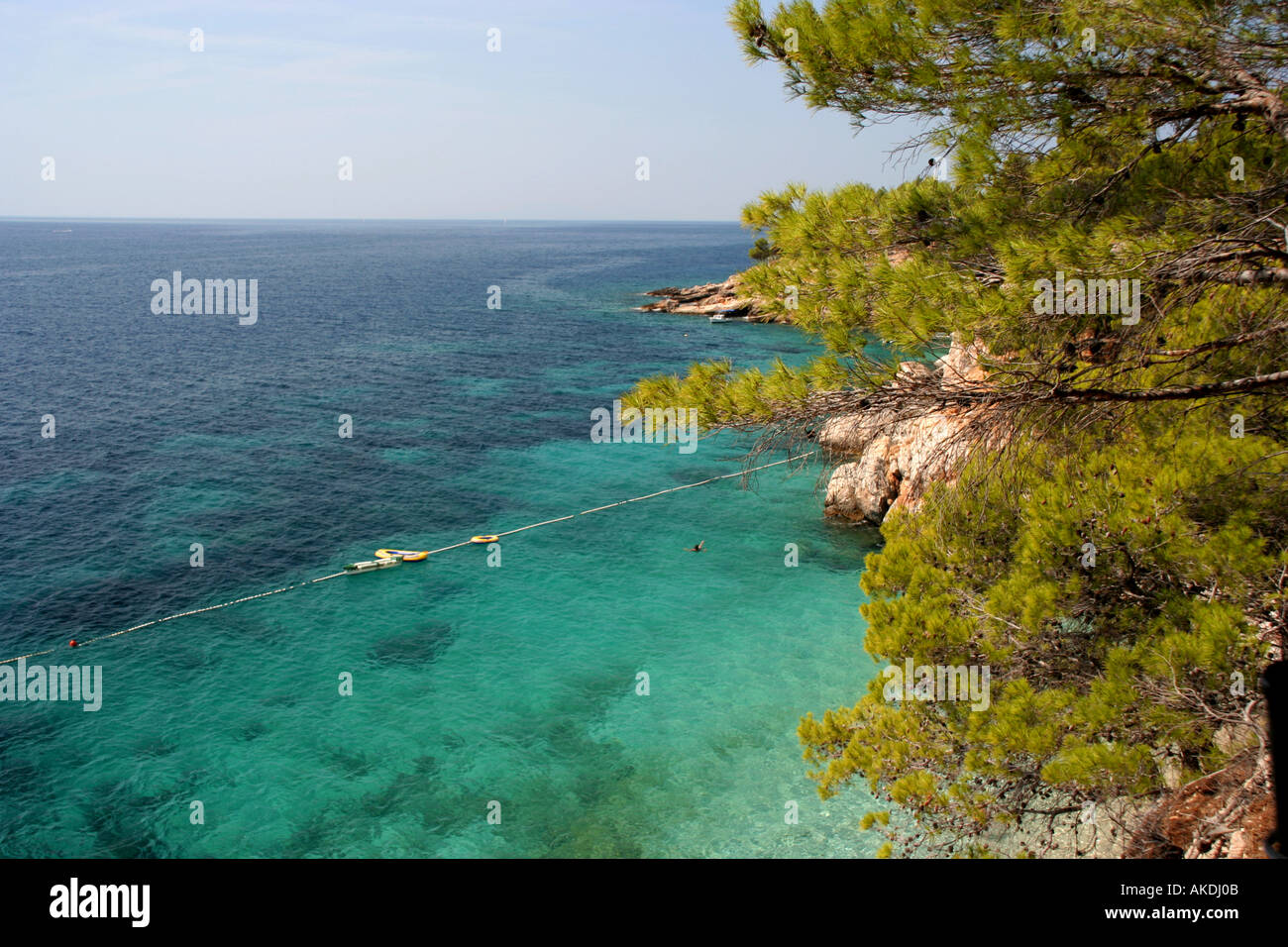 A spectacular sapphire bay near camping site in Jagodna village on Hvar ...