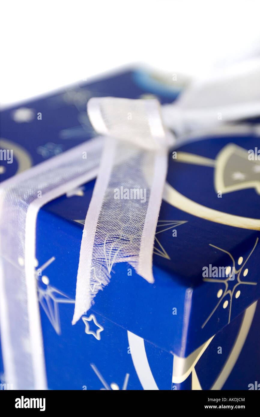A stock photograph of a bright blue gift box Stock Photo - Alamy