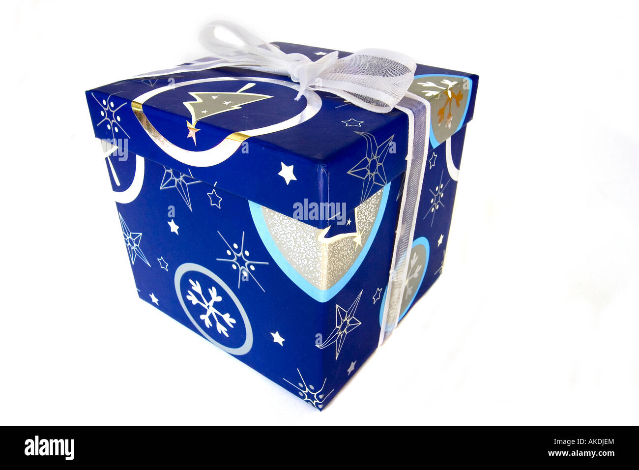 A stock photograph of a bright blue gift box Stock Photo - Alamy
