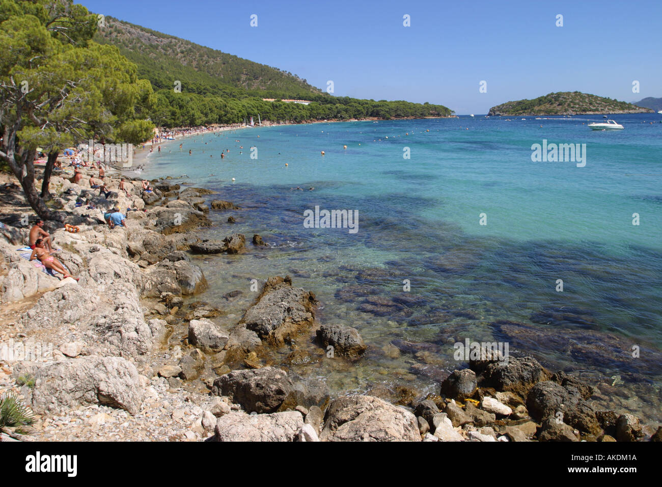Formentor Majorca beach with clear blue sea Stock Photo - Alamy