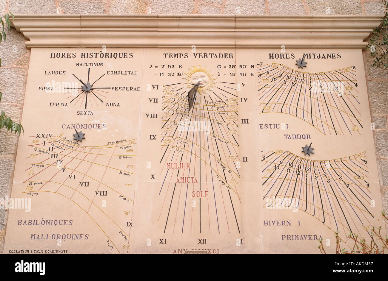 Complex sun dial at Lluc Monastery Majorca Stock Photo - Alamy