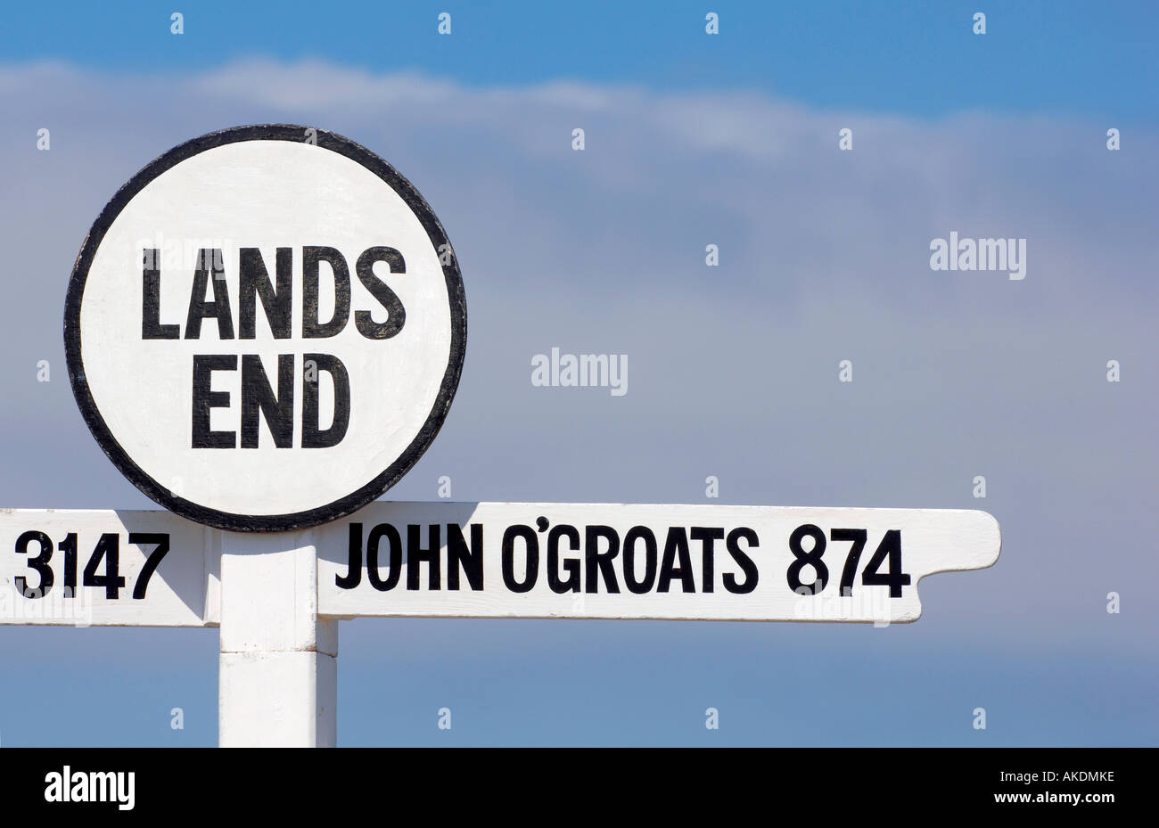 Land's End Sign, pointing to John o'Groats the most northerly point of ...