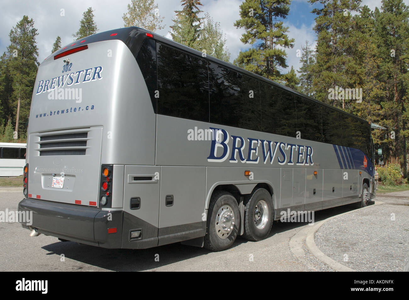 Rear view of Brewster coach parked in a car park Stock Photo - Alamy