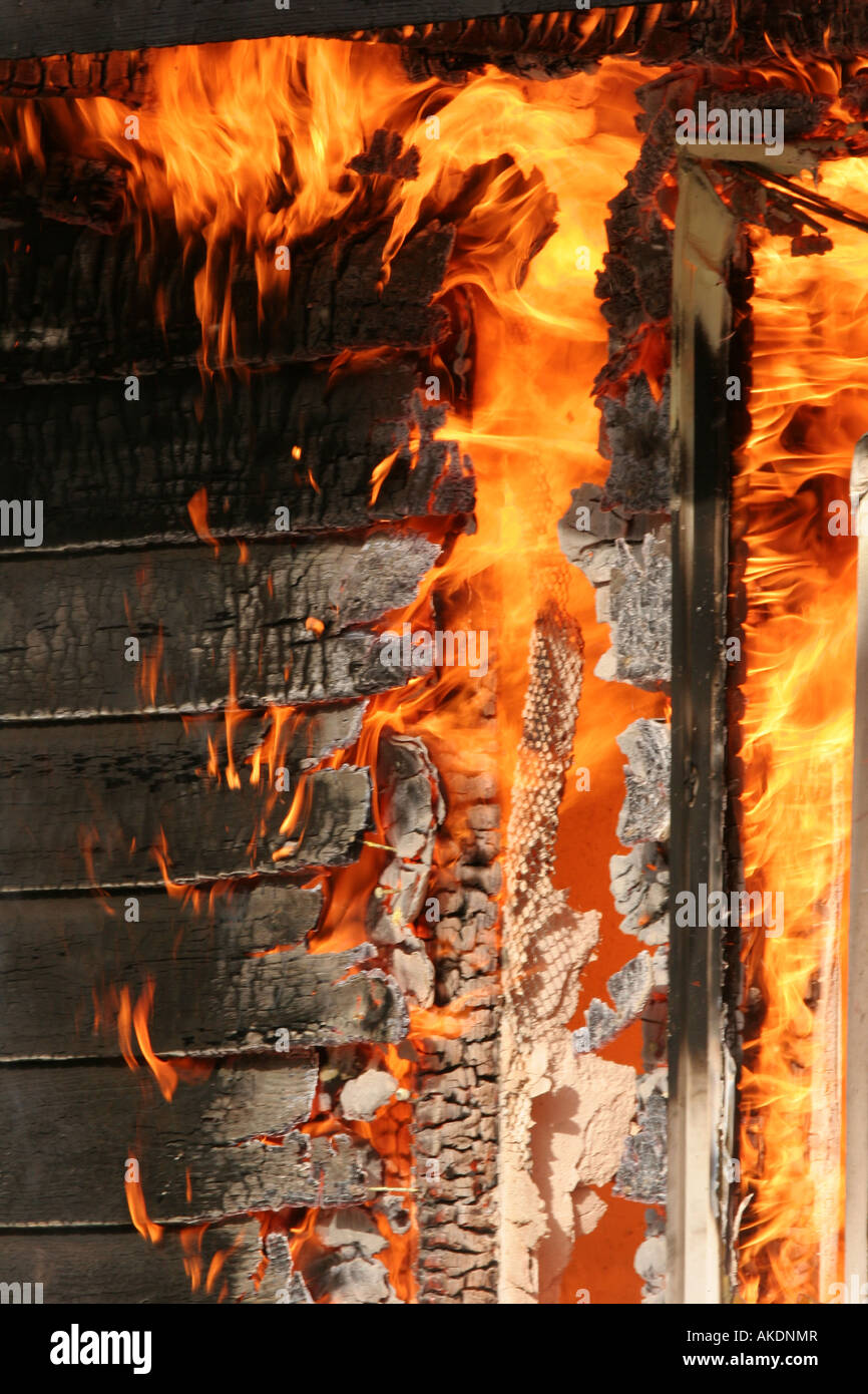 Fire damage on the side wall of a residential home hi-res stock ...